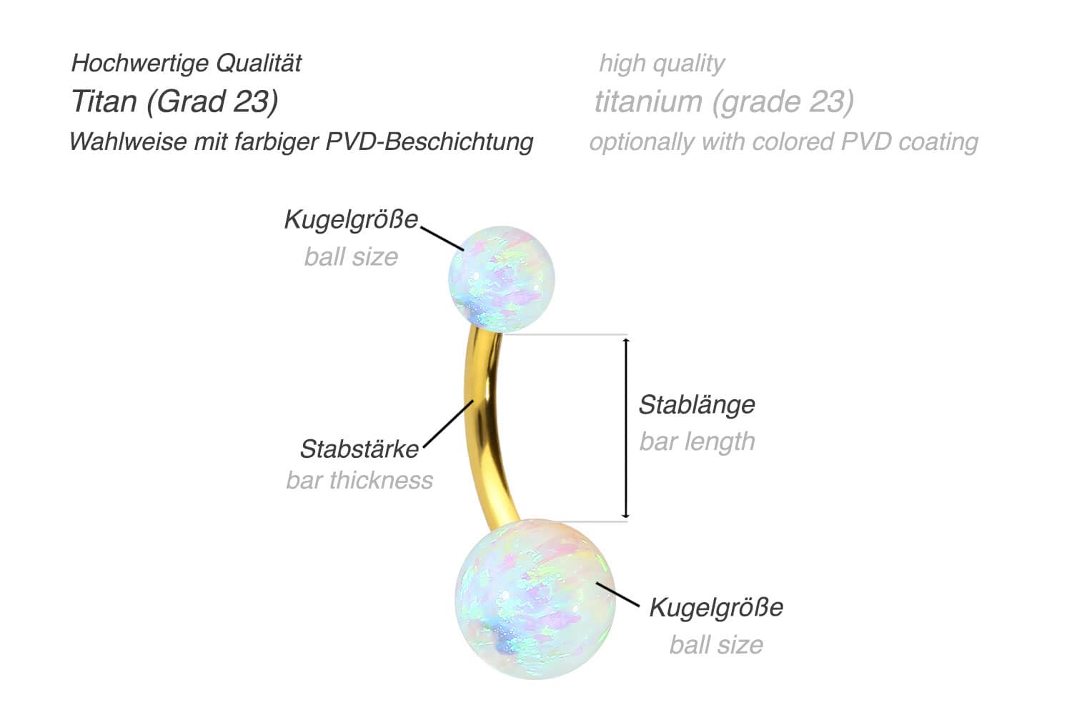 Titan Bananabell SYNTHETISCHE OPALE | PIERCINGLINE